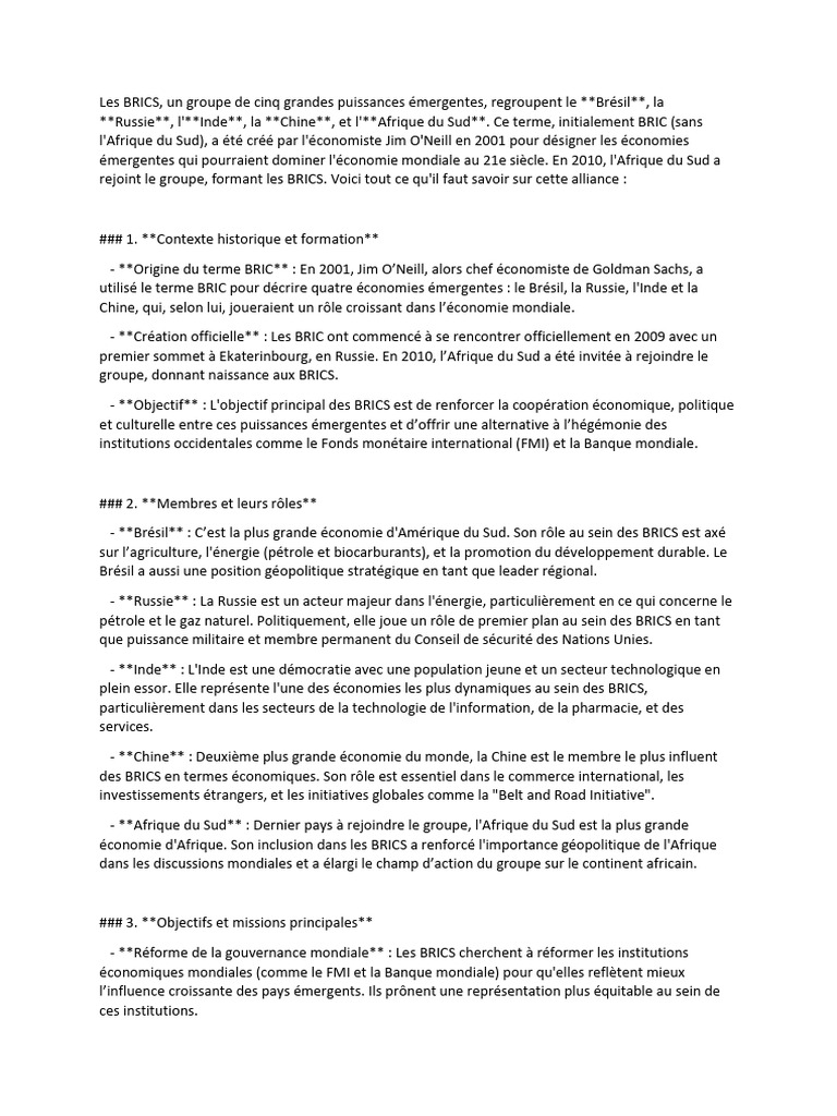 Les BRICS | PDF