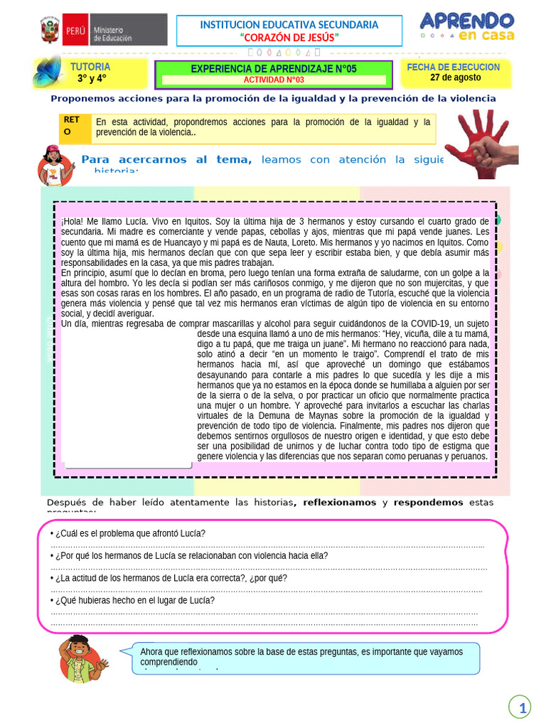 EdA 5 ACTIVIDAD 03 TUTORIA 3° y 4° | PDF