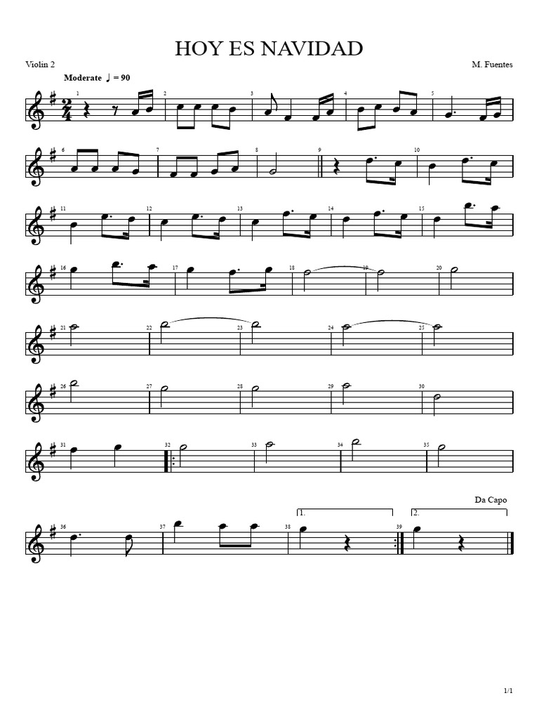 HOY ES NAVIDAD Violin 2 | PDF