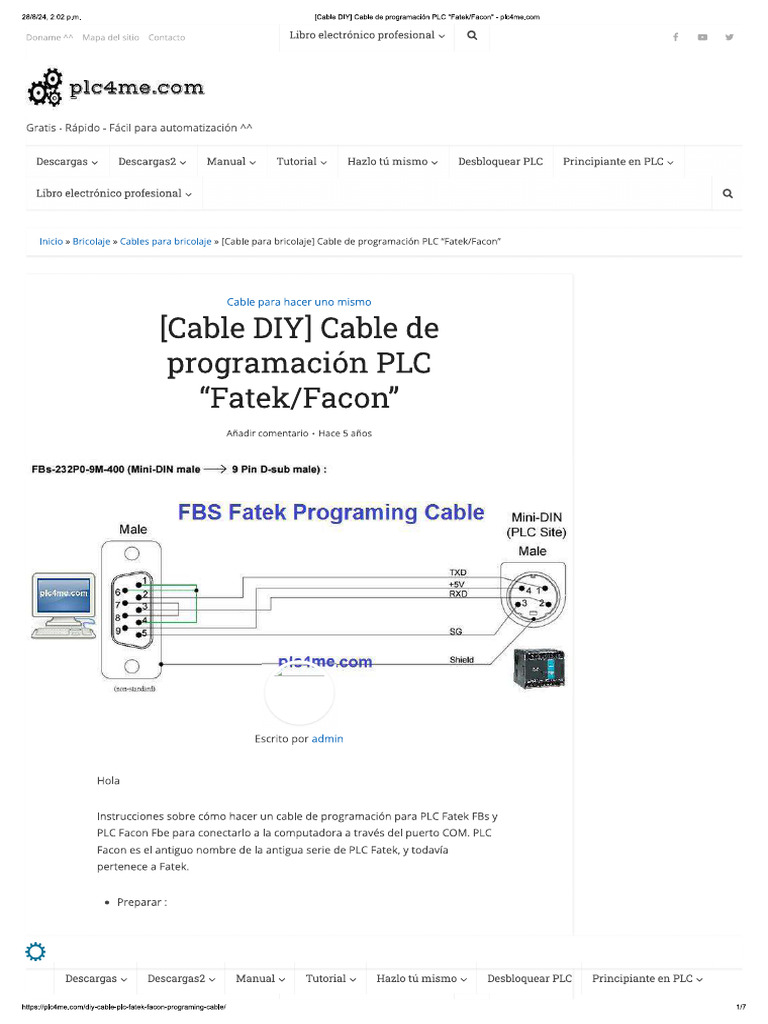 [Cable DIY] Cable de Programación PLC _Fatek_Facon_ - Plc4me | PDF