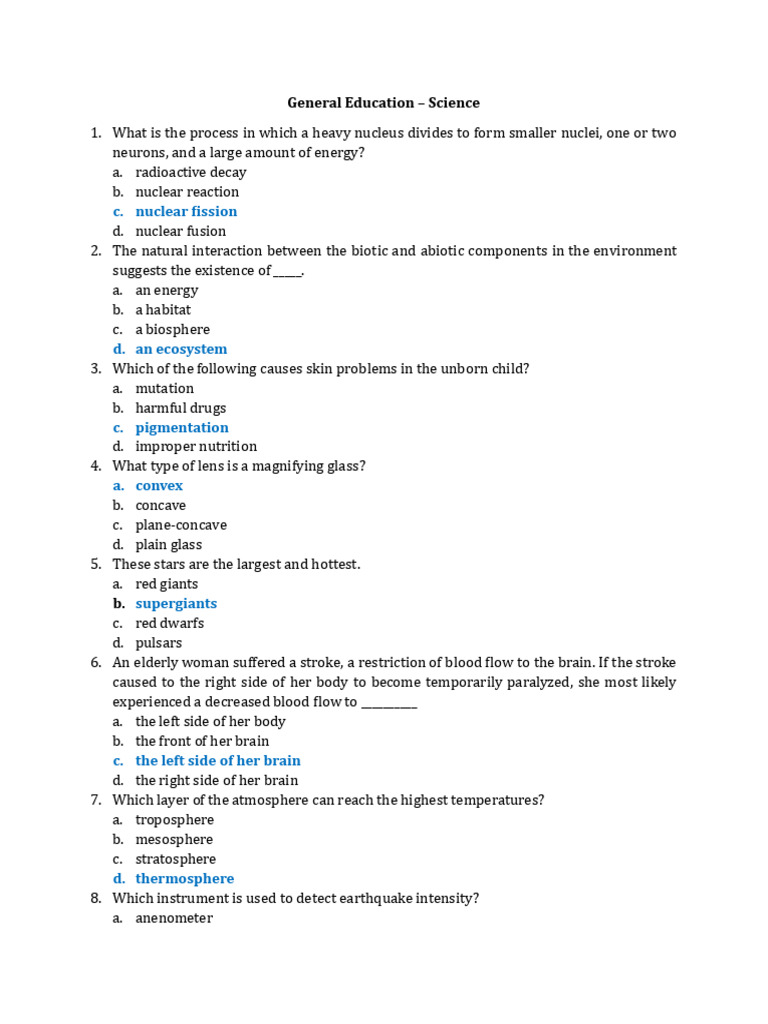 GenEd Science Answer Key | PDF | Atmosphere Of Earth | Home & Garden