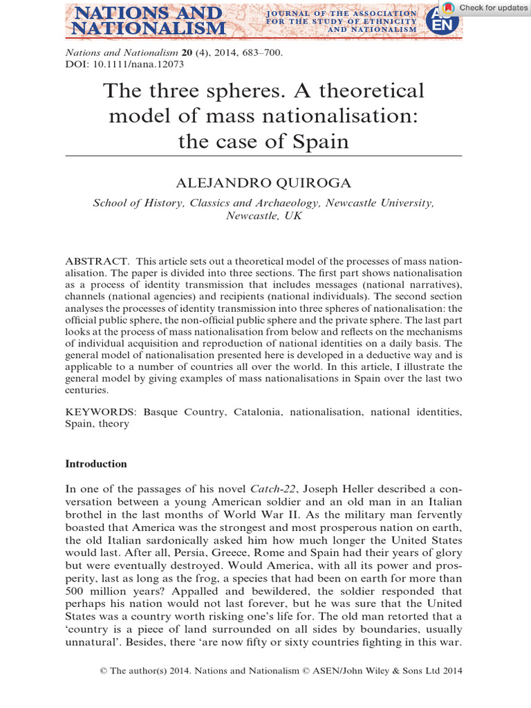 Nations and Nationalism - 2014 - Quiroga - The Three Spheres A ...