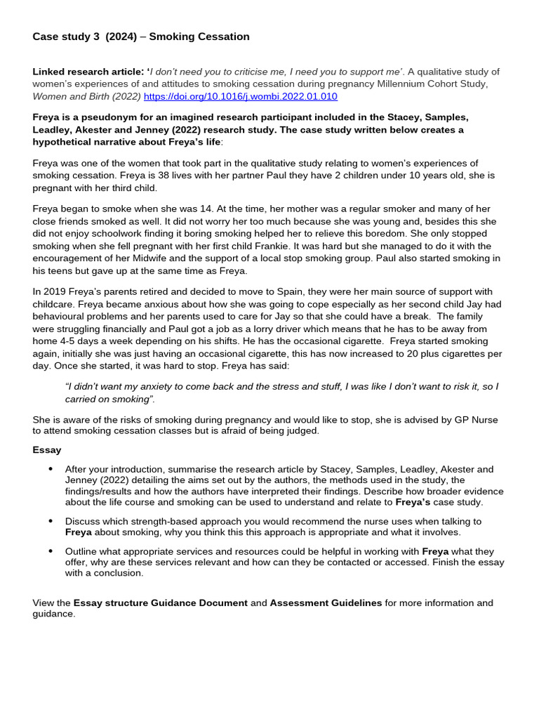 Case Study 3 Smoking Cessation | PDF | Tobacco Smoking | Addiction