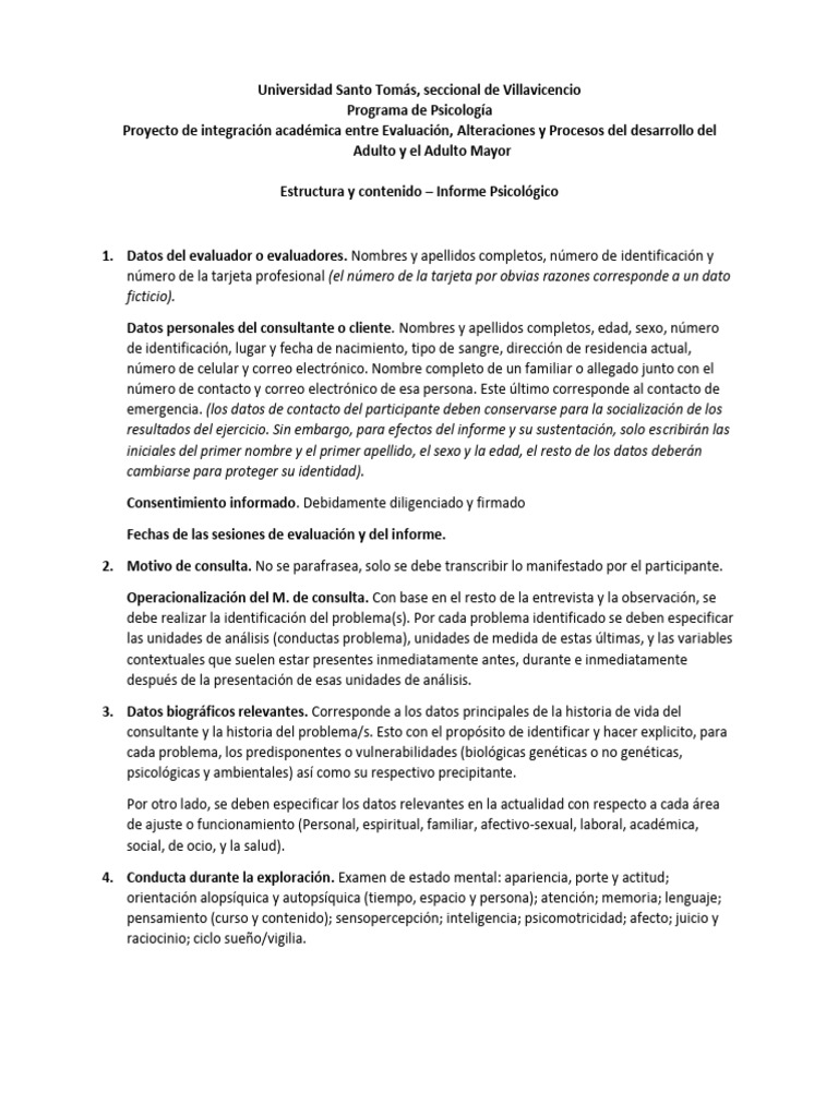 Proyecto Integrado - Informe Psicológico | PDF