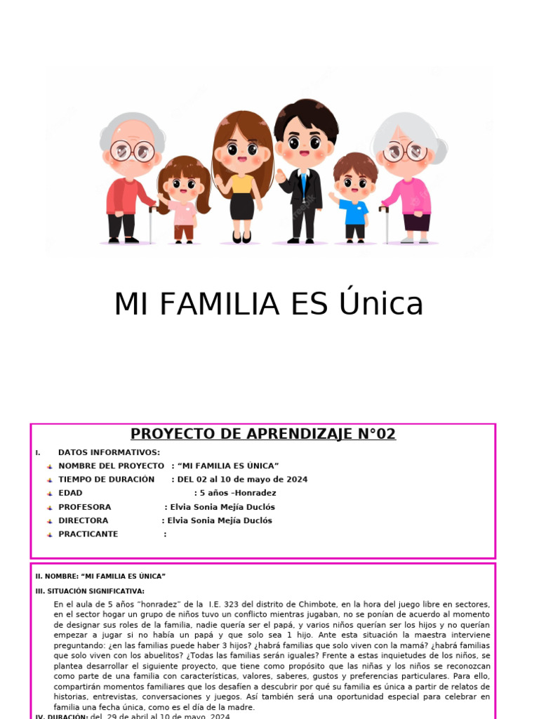 PROYECTO 2-MI FAMILIA ES ÚNICA (1) | PDF