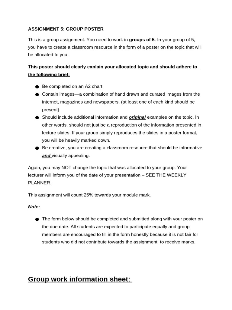 Group Poster Assignment Guidelines | PDF
