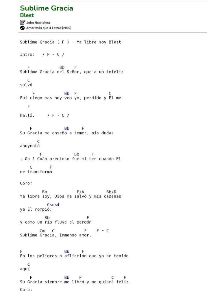 Sublime Gracia, Libre Soy | PDF