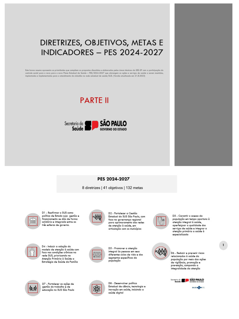Diretrizes do PES 2024-2027 em Saúde | PDF | Sistema de saúde
