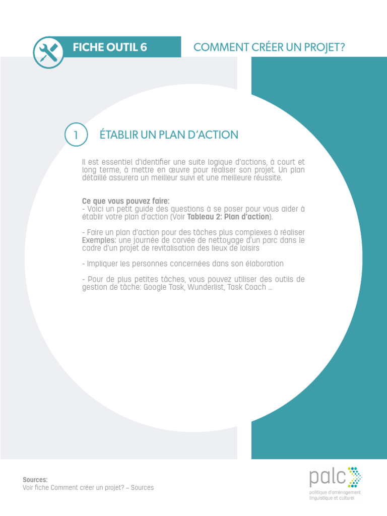 Fiche_outil_6_-_Comment_creer_un_projet_-_Etablir_un_plan_daction | PDF