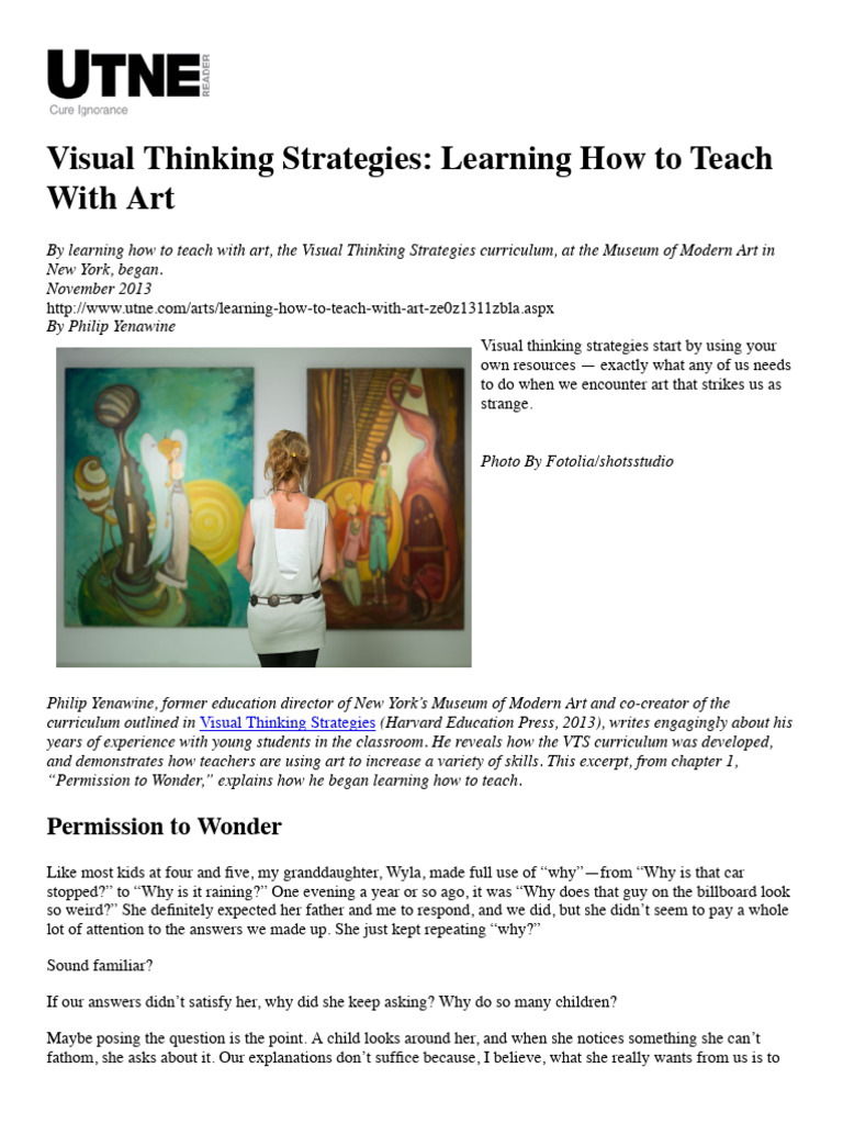Visual Thinking Strategies. Learning how to teach with art. Yenawine ...