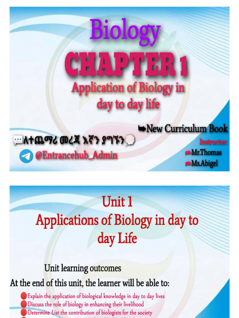 Grade 12 Biology Unit 1 Curriculum | PDF
