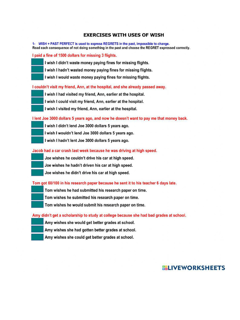 Wish+Past Perfect | PDF