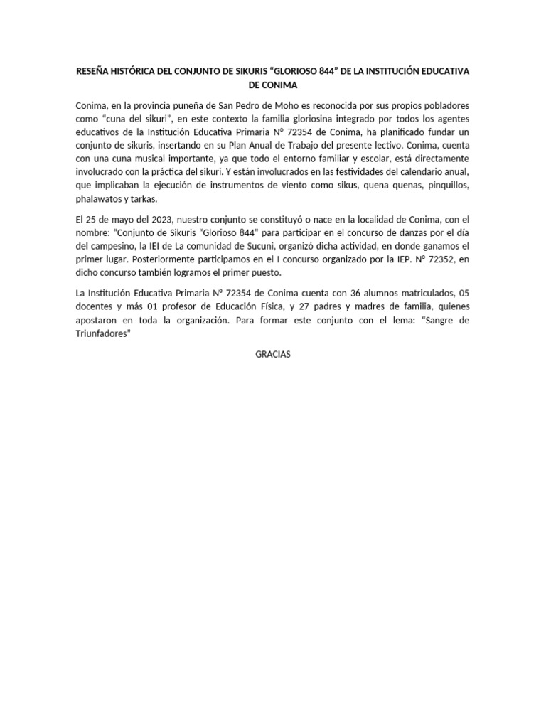 Conima Reseña Historica | PDF