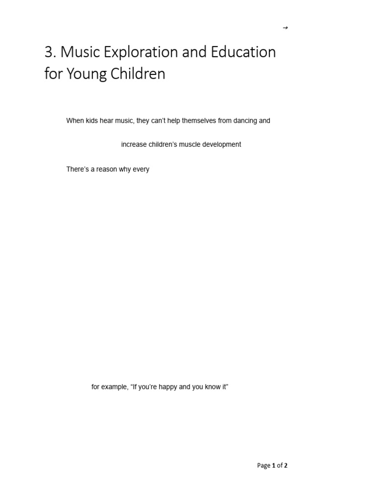 Handout 3.2 Benefits of Music in Early Childhood Development | PDF