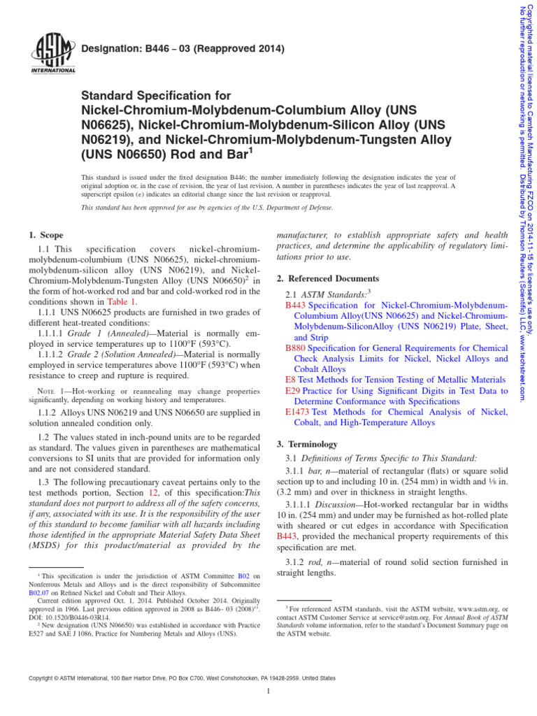 Astm B 446-03 (R14) | PDF