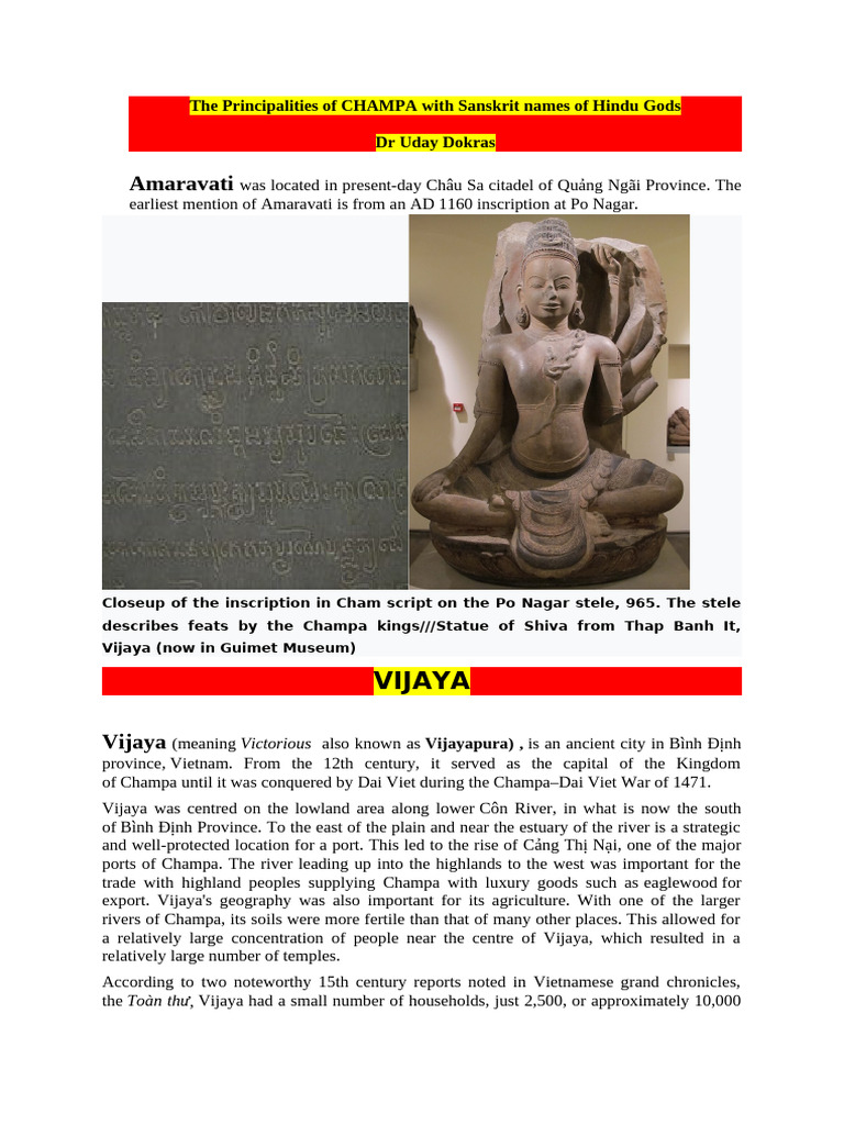 The Principalities of CHAMPA With Sanskrit Toponyms | PDF | Southeast Asia | History