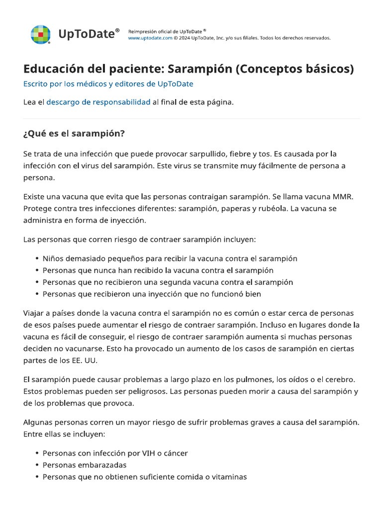 Educacion Al Paciente Sarampion | PDF