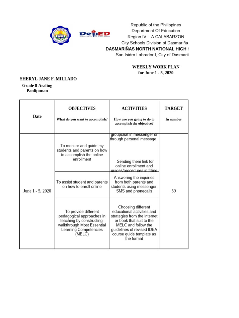 MILLADO Workplan | PDF
