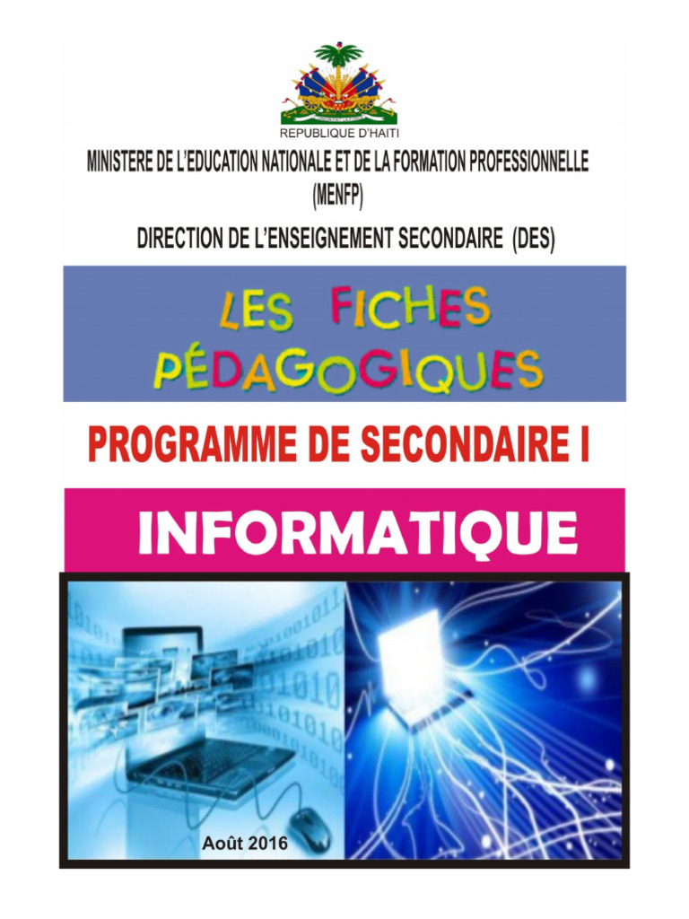 Fiches Pédagogiques D'informatique | PDF