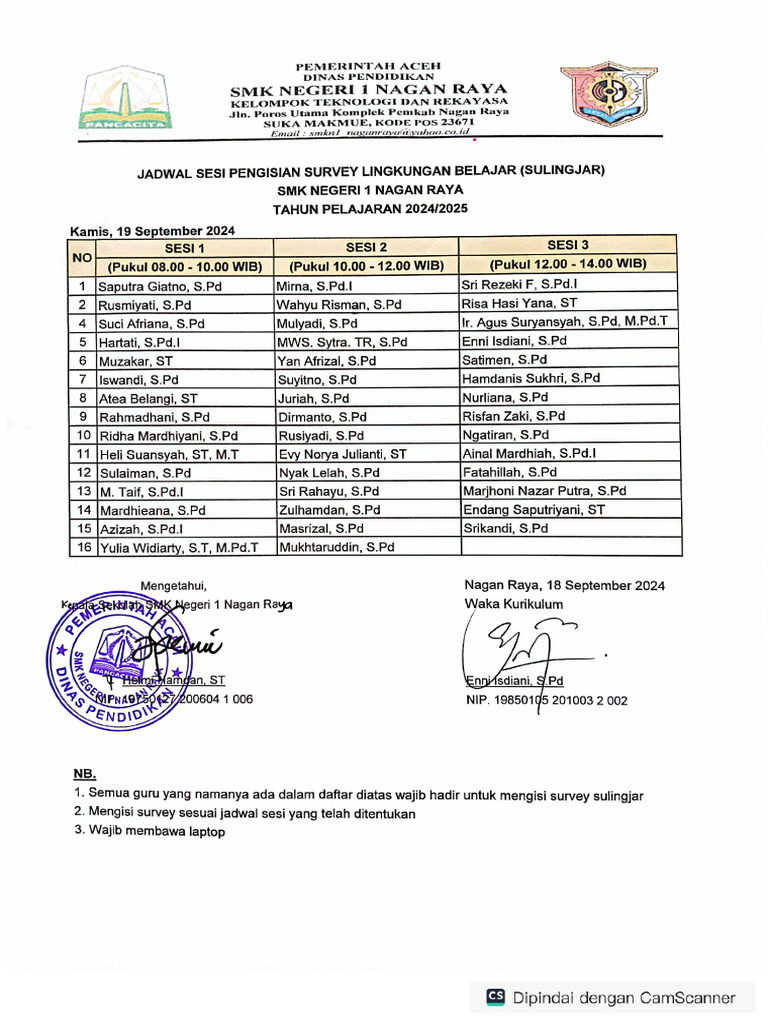 Jadwal Sesi Sulingjar | PDF