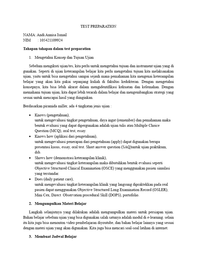 TEST PREPARATION Andi Annisa Ismail | PDF