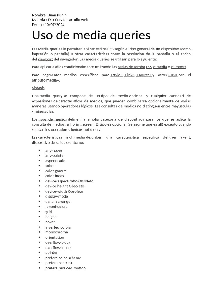 Uso de media queries | PDF
