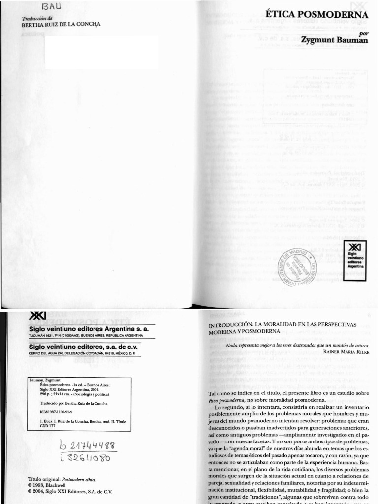 Bauman, Z - Ética Posmoderna | PDF | Moralidad | Fe