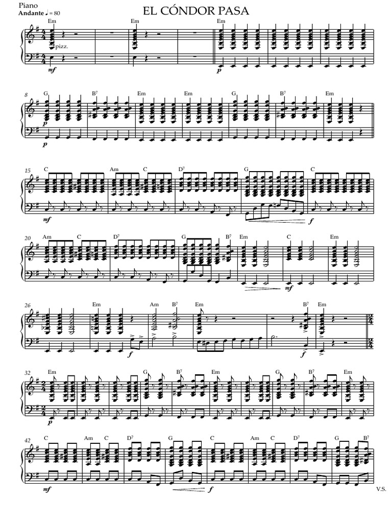 EL CÓNDOR PASA OCT - Piano | PDF