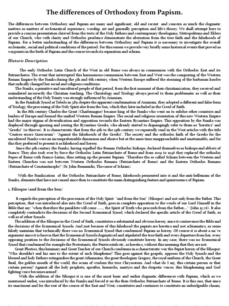 (Papism) The Falsehoods of Papism | PDF | Eastern Orthodox Church | Baptism
