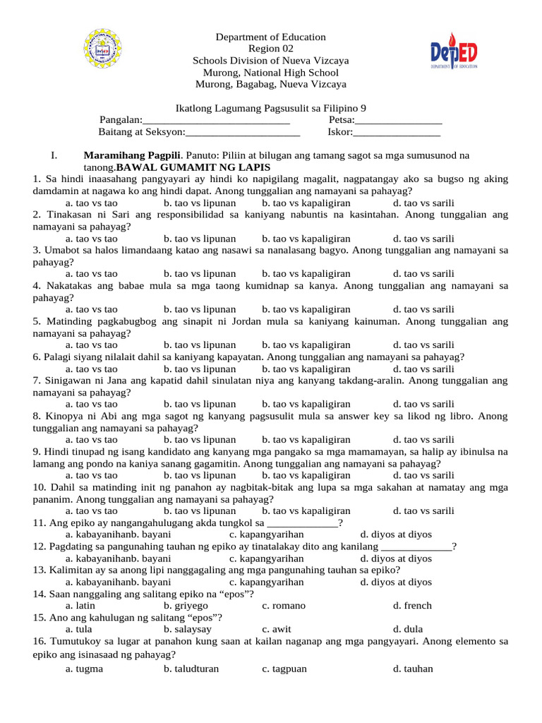 3rd Quarter Grade 9 | PDF