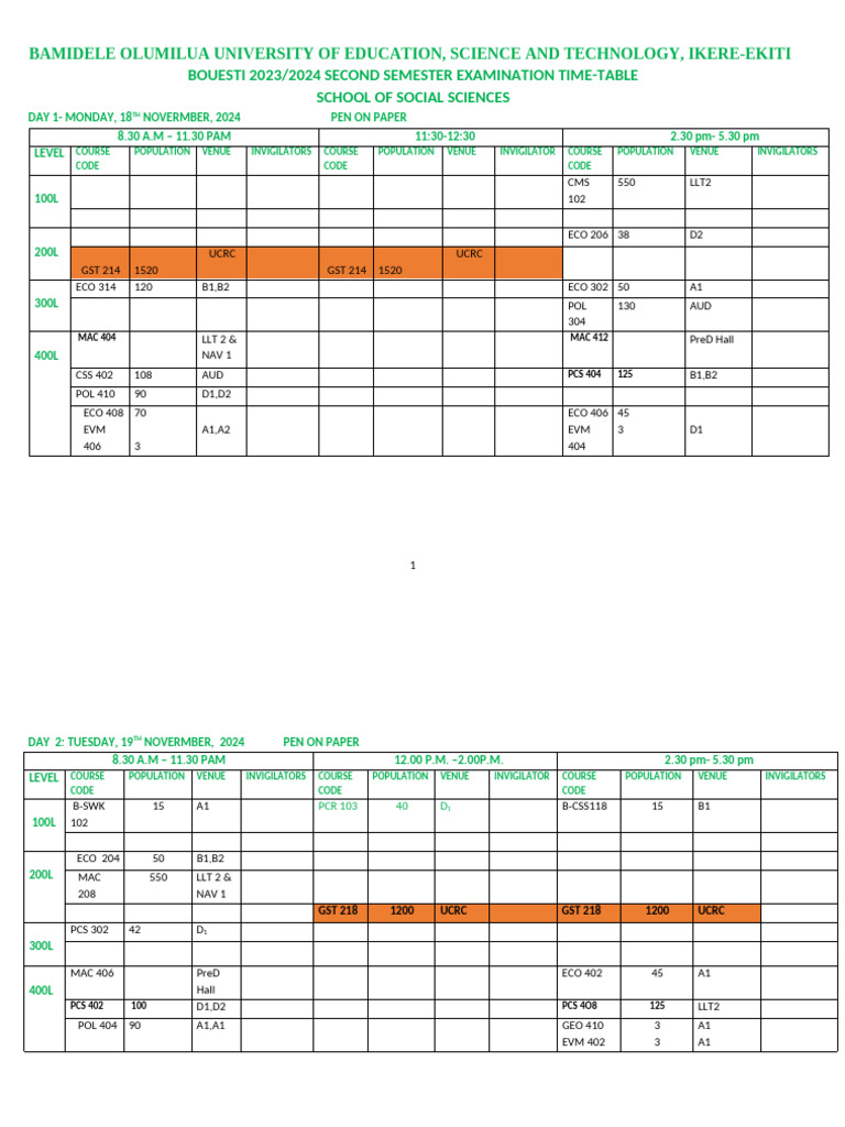 SSS 2024 2nd SEMESTER EXAM TT-1 | PDF