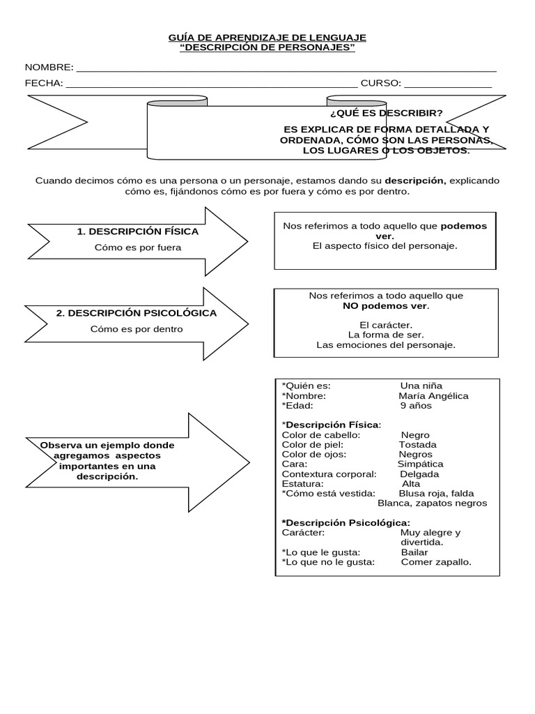 5to Guía-Descripción-Personajes física y psicologica 0ki | PDF 5to Guía-Descripción-Personajes física y psicologica 0ki | PDF