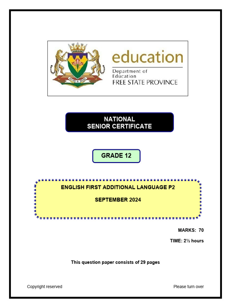 Free State Eng Fal p2 QP September 2024 Final | PDF