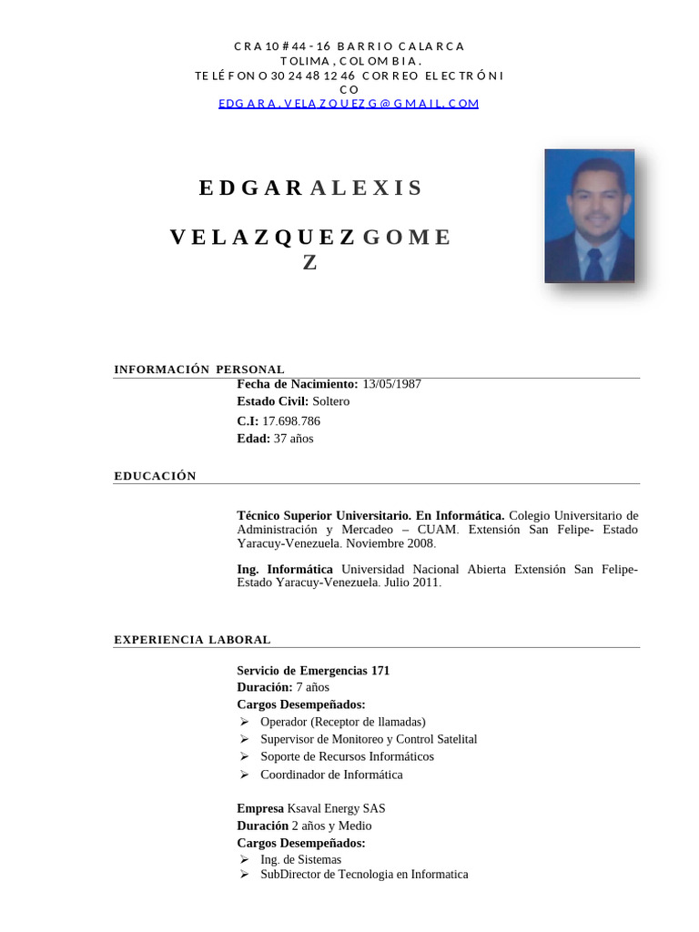 Curriculum Edgar Alexis | PDF