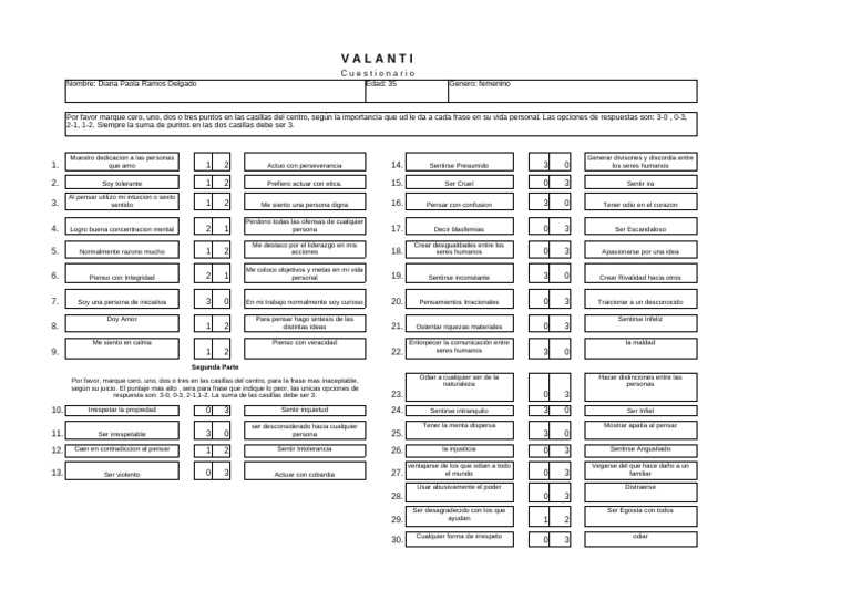 Prueba Valanti | PDF