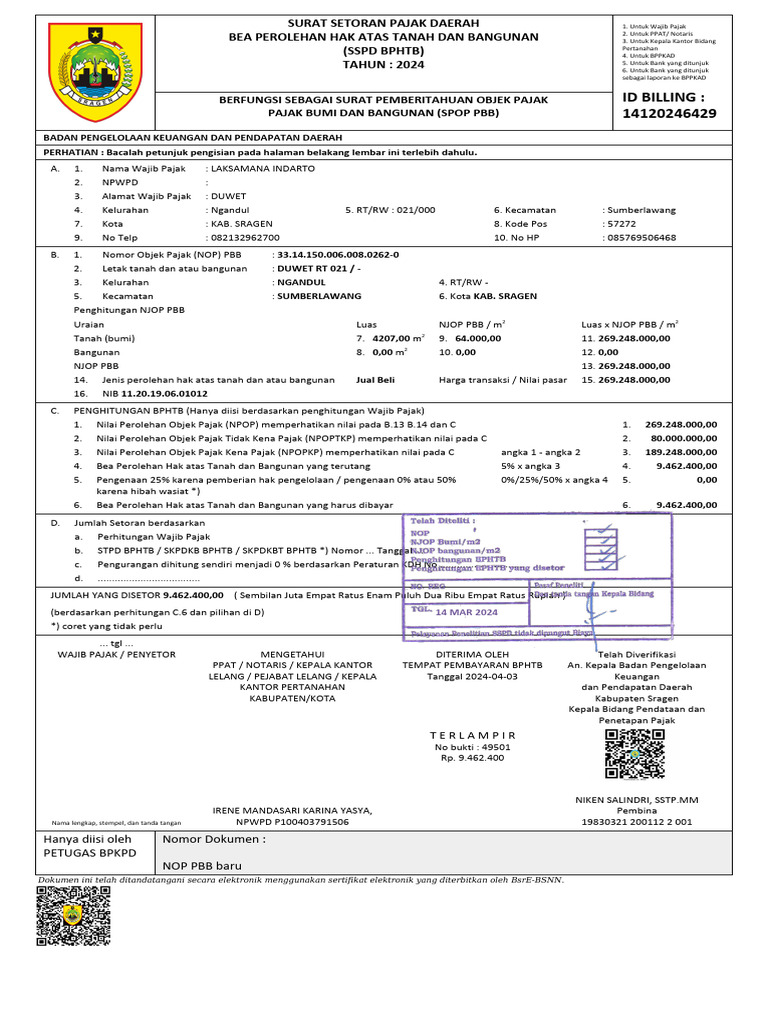 Cetak SSPD BPHTB 20246371 Signed | PDF