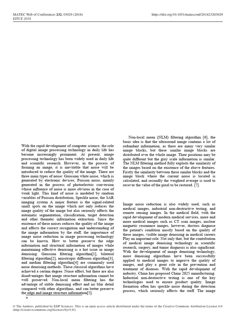 Overview of Image Noise Reduction Based On Non-Local Mean Algorithm | PDF