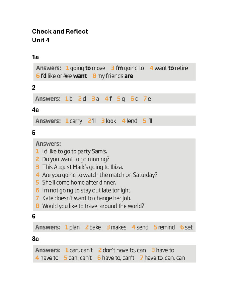 Check and Reflect - Level 5 - Unit 4 | PDF