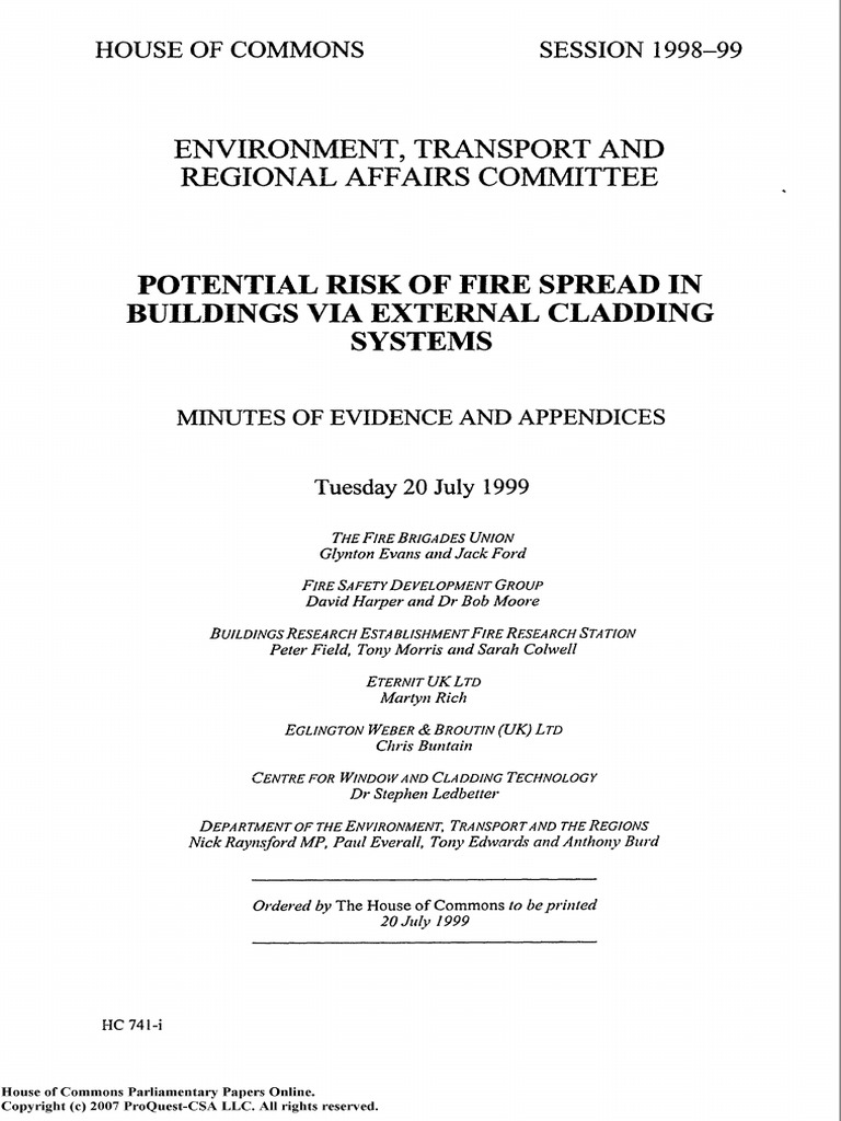 Potential Risk of Fire Spread 1999 Evidence | PDF