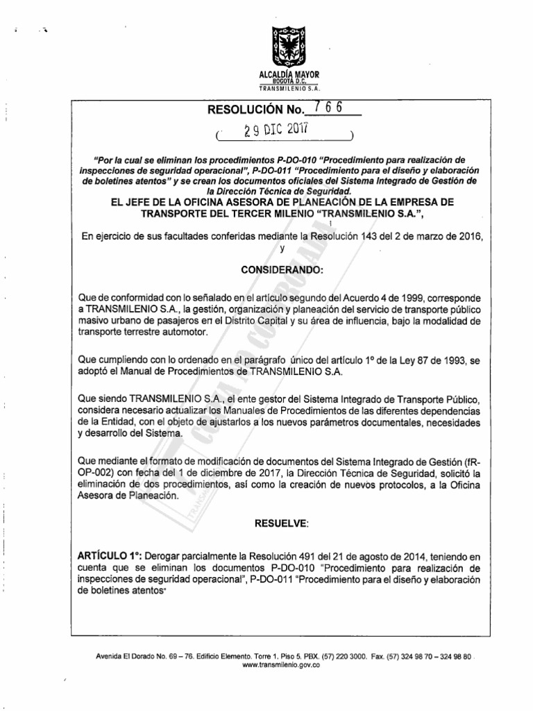 Resolucion 766 | PDF