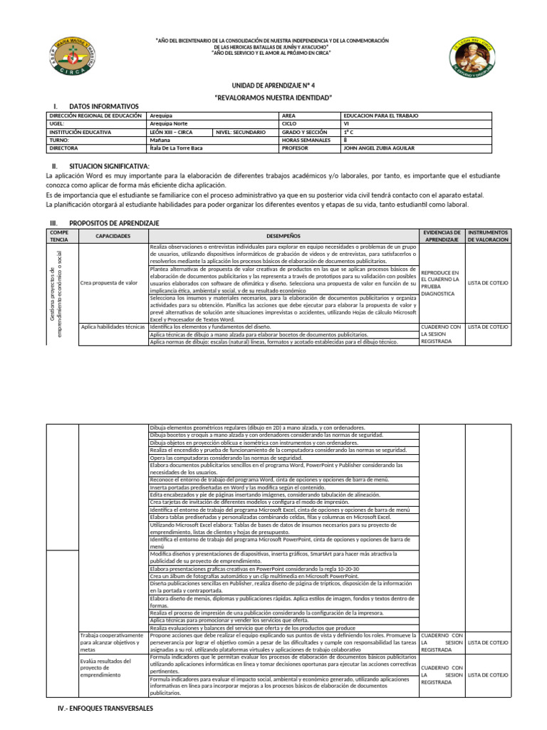 Unidad 4 Ept Leon Xiii 2024 | PDF
