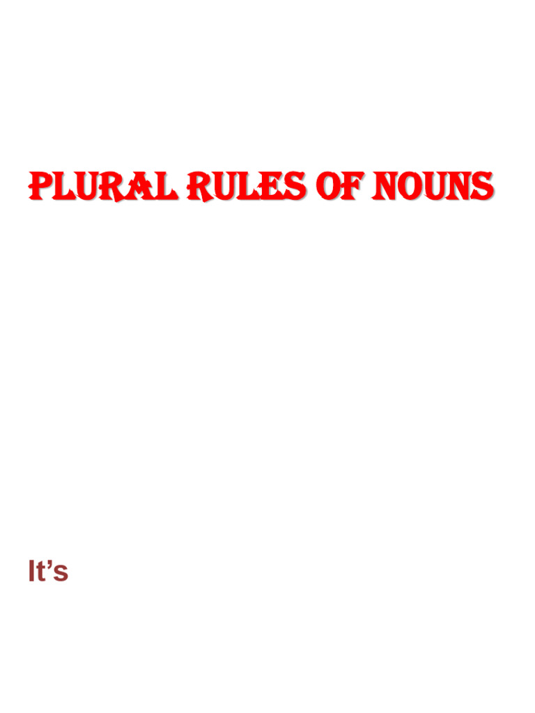 Plural Rules of Nouns | PDF