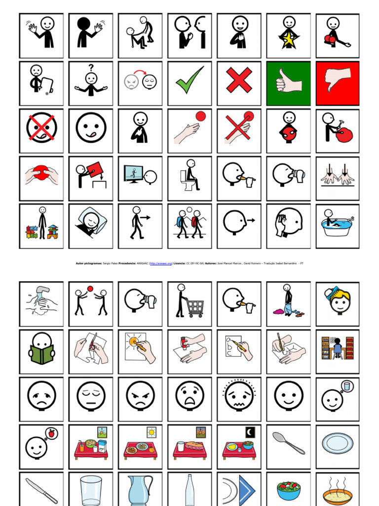 PT Repertório Pictogramas Caderno Comunicação | PDF