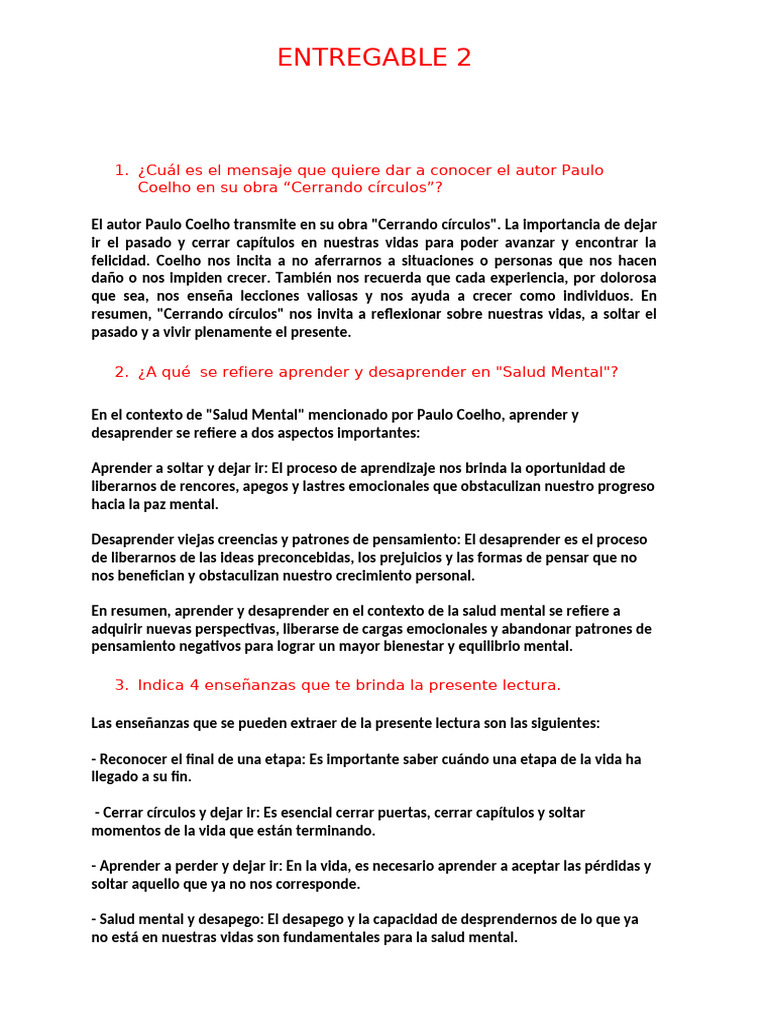 Desarrollo Personal y Taller de Liderazgo Entregable2 | PDF