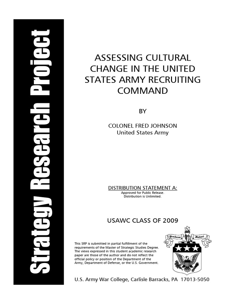 USAREC Culture - AWC - 2009 | PDF | Leadership | Organizational Culture