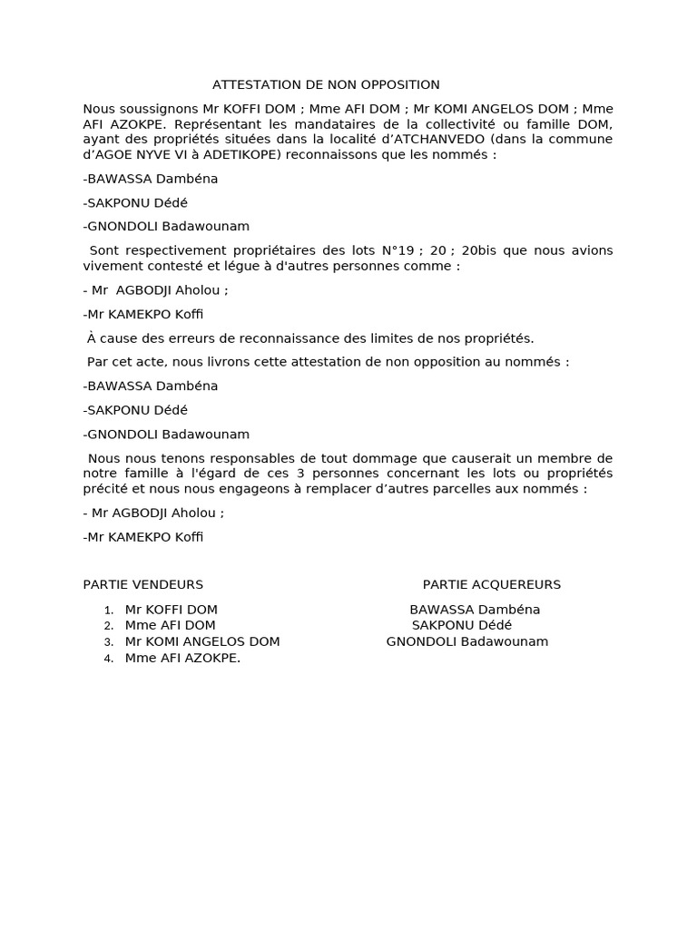 Attestation de Reconnaissance | PDF
