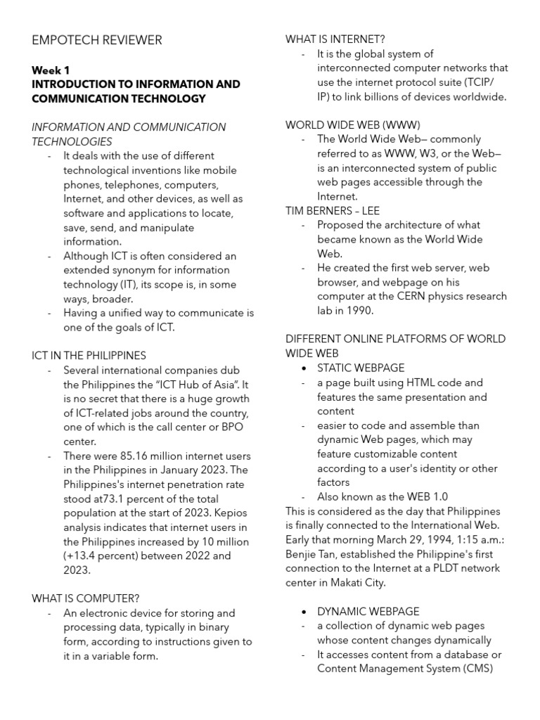 EMPOTECH REVIEWER | PDF