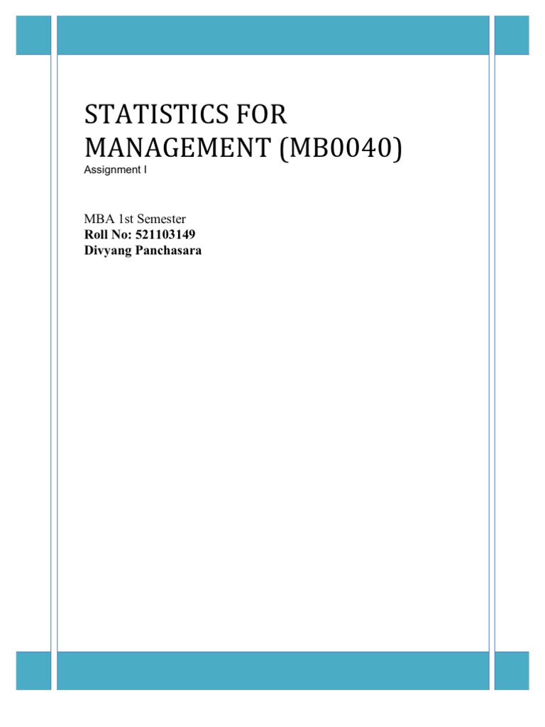 Mb0040 Statistics For Management | PDF | Analysis Of Variance ...