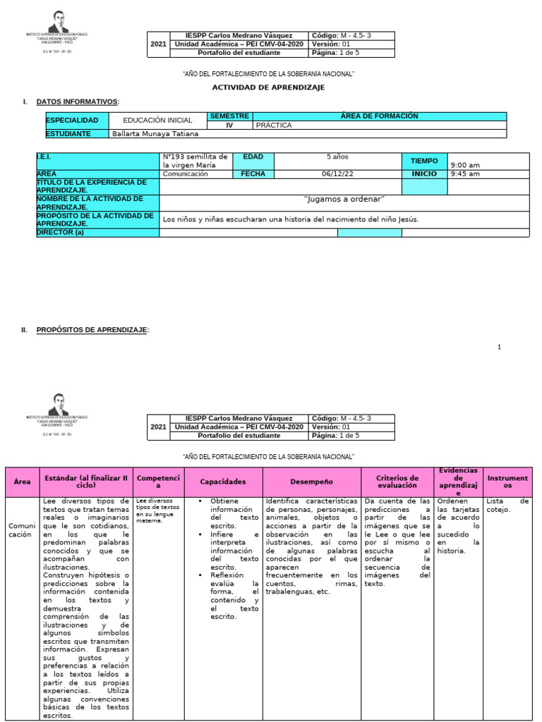 Esquema Actividad de Aprendizaje terminado | PDF