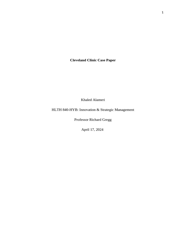Cleveland Clinic Paper - Alameri - Edited | PDF